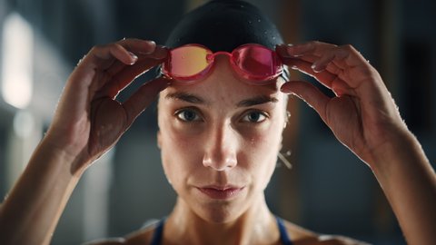 Beautiful Professional Female Swimmer Swimming Pool Stock Footage Video ...