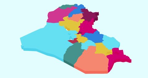 3d Illustration Iraq Map Regions Colorful Stock Footage Video (100% ...