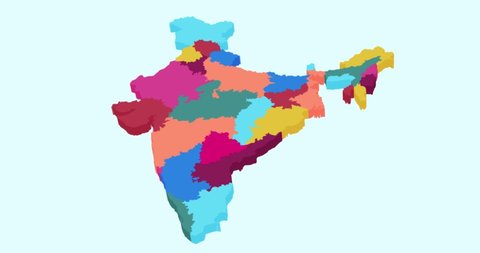 3d Illustration India Map Regions Colorful Stock Footage Video (100% ...