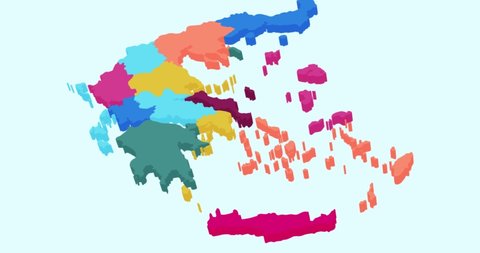 3d Illustration Greece Map Regions Colorful Stock Footage Video (100% ...