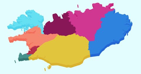 3d Illustration Island Map Regions Colorful Stock Footage Video (100% ...