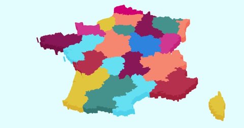3d Illustration France Map Regions Colorful Stock Footage Video (100% ...