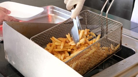 French Fries Deep Fryer Burning Hot Stock Footage Video (100% Royalty ...