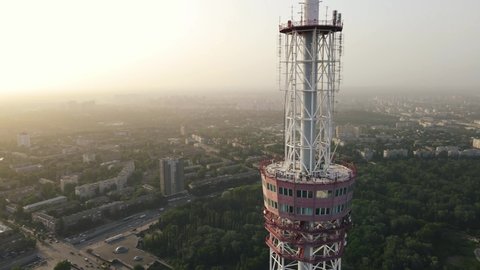 Aerial View Tallest Tv Tower Cityscape Stock Footage Video (100% ...