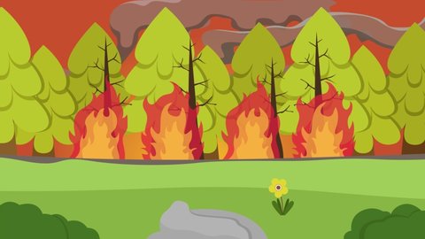 Animated Cartoon Design Natural Forest Fire Stock Footage Video (100% ...