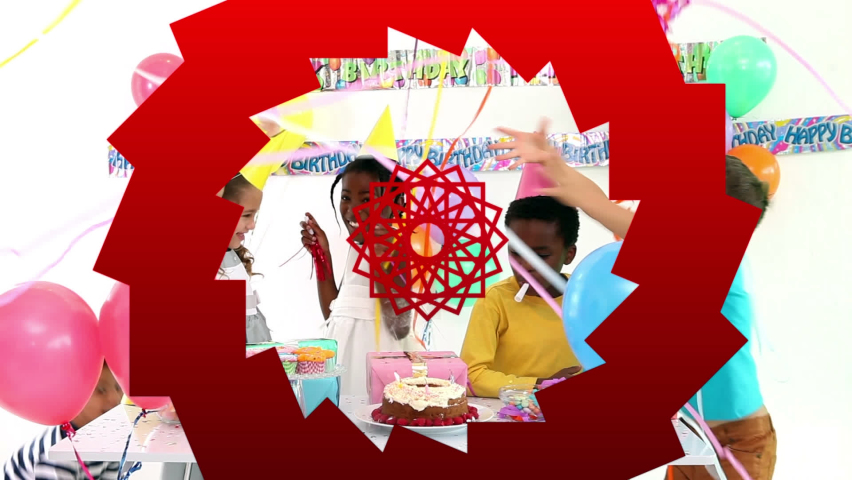 animation red shapes changing over children Stock Footage Video (100% ...