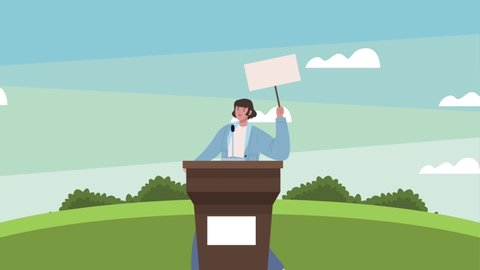 Election Day Animation Woman Speech Podium Stock Footage Video (100% ...