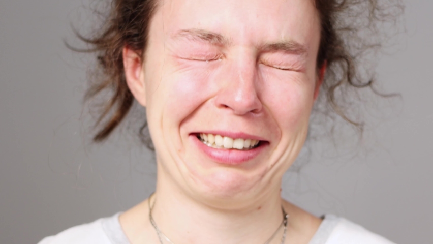 Young Woman is Crying. Close-up Stock Footage Video (100% Royalty-free ...