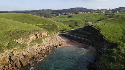 Small Beach Between Rock Cliffs Green Stock Footage Video (100% Royalty ...