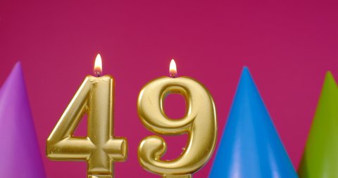 Burning Birthday Cake Candle Number 49 Stock Footage Video (100% ...