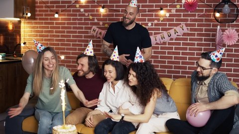 Birthday Girl Enjoying Celebration Best Friends Stock Footage Video ...