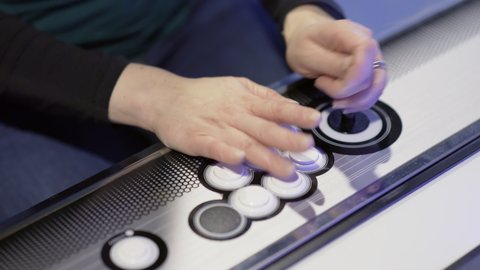 Hands Female Playing Arcade Game Joystick Stock Footage Video (100% ...