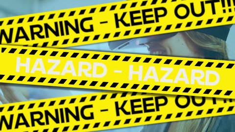 Animation Hazard Warning Text Data Over Stock Footage Video (100% ...