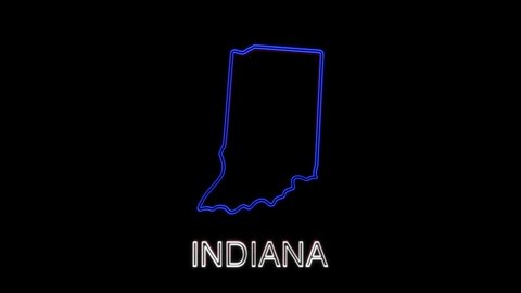 Neon Animated Map Showing State Indiana Stock Footage Video (100% ...