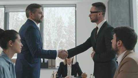 Tiltup Medium Slowmo Two Opposite Parties Stock Footage Video (100% ...