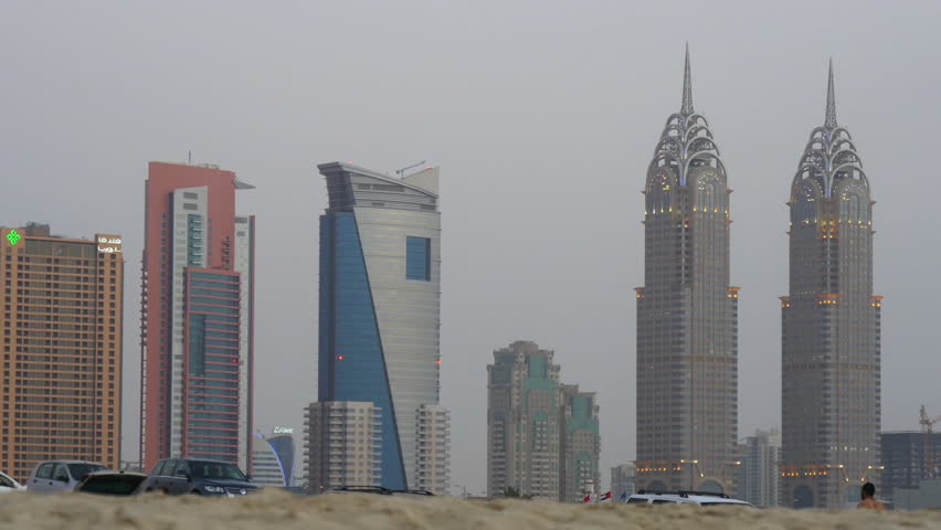 dubai city evening tecom towers view Stock Footage Video (100% Royalty ...