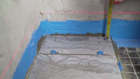 Checking Tiles Bathroom Quality Control When Stock Footage Video (100% ...