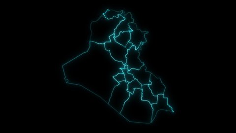 Animated Outline Map Iraq Provinces Stock Footage Video (100% Royalty ...