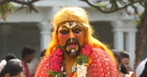 Indian Traditional Dancers Getup Hyderabad India Stock Footage Video ...