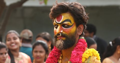 Indian Traditional Dancers Getup Hyderabad India Stock Footage Video ...