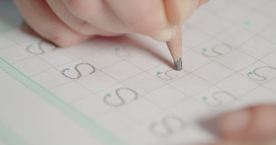 Girls Hand Learning Alphabet Writing Stock Footage Video (100% Royalty ...