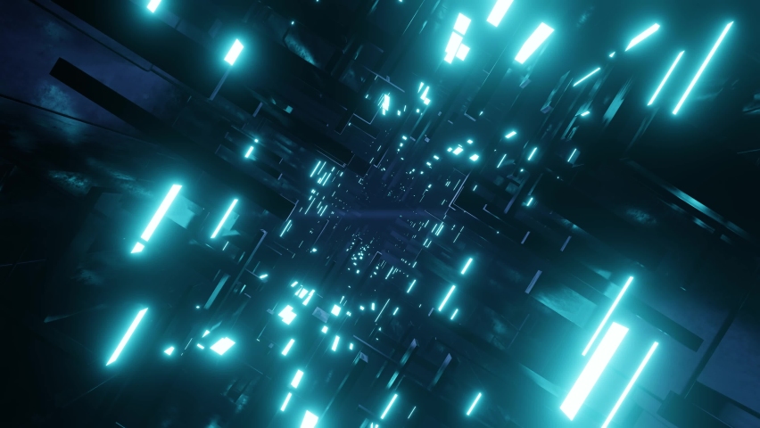 Abstract sci-fi multicolored rainbow tunnel. Futuristic VJ motion graphics for music video, club ...