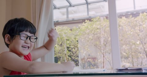 Happy Cute Smart Little Kid Child Stock Footage Video (100% Royalty ...