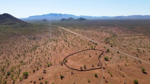 Aerial View Rural Namibian Village Desert Stock Footage Video (100% ...