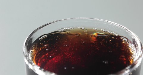 Cola Bubbles Glass Closeup Top View Stock Footage Video (100% Royalty ...