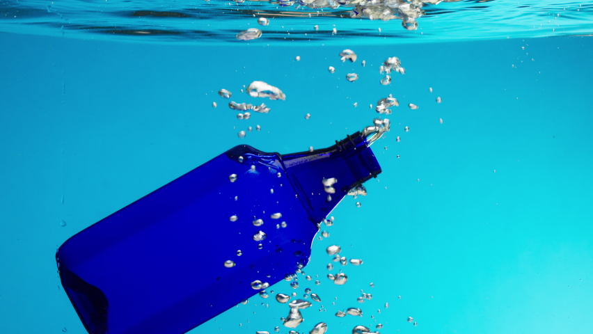 Closeup Sinking Plastic Bottle Ocean Throwing Stock Footage Video (100% ...