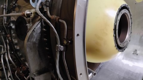 Disassembled Soviet Aircraft Engine D30 Hanging Stock Footage Video ...