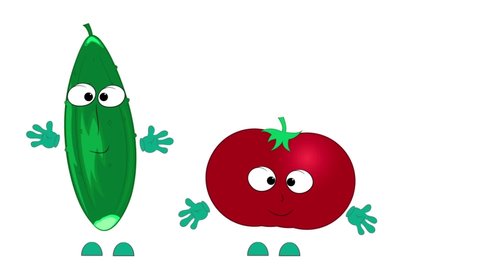 Cartoon Characters Tomato Cucumber Dancing Animation Stock Footage ...