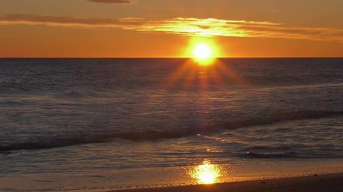 Sun Rising Over Waves On Beach Stock Footage Video (100% Royalty-free ...