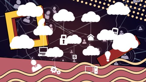 Digital Animation Abstract Shapes Multiple Cloud Stock Footage Video ...