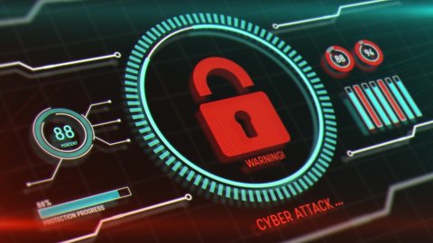 Cyber Attack Warning Sign On Electronic Stock Footage Video (100% ...