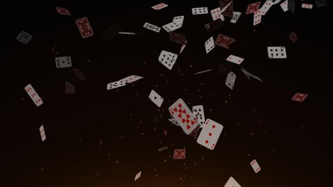Animation Playing Cards Falling On Black Stock Footage Video (100% ...