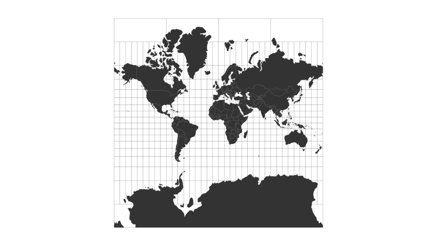 9 Mercator projection world map Stock Video Footage - 4K and HD Video ...