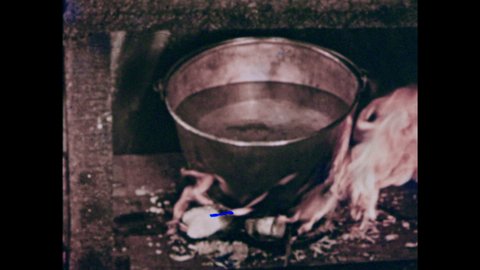 1950s Illustration Wolf Falling Down Chimney Stock Footage Video (100% ...