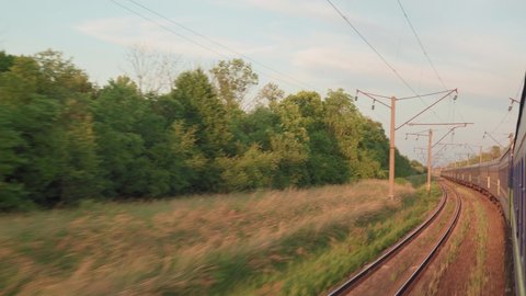 Side View Highspeed Turning Train On Stock Footage Video (100% Royalty ...