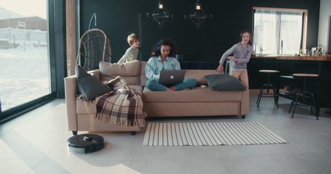 Two Noisy Teenage Children Run Around Stock Footage Video (100% Royalty ...