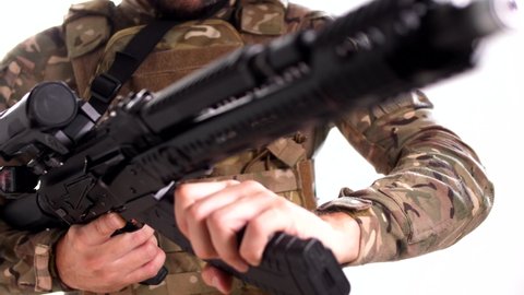 Soldier Modern Military Gear Body Armor Stock Footage Video (100% ...