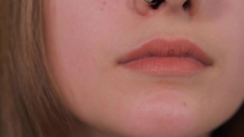 Woman Bites Her Lower Lip. Stock Footage Video (100% Royalty-free ...