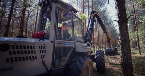 Deforestation Help Technology Deforestation Tractor Works Stock Footage ...