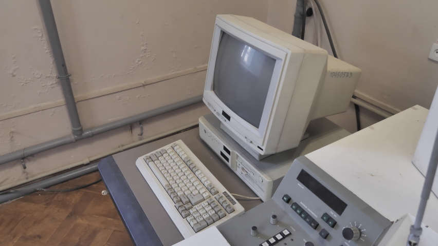 old-style desktop retro vintage computer pc Stock Footage Video (100% ...