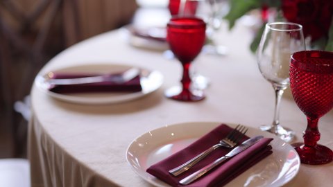 Served Festive Table Tap Napkins Green Stock Footage Video (100% ...