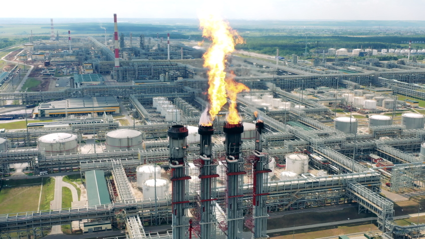 Pipes Oil Refinery Flaring Gas Stock Footage Video (100% Royalty-free ...