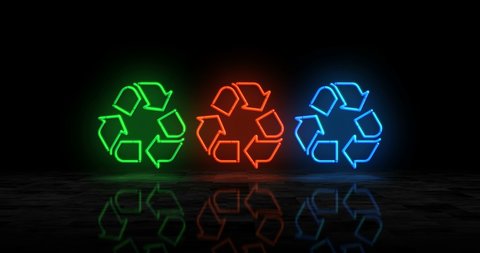 Recycling Neon Glowing Symbol Light Color Stock Footage Video (100% ...