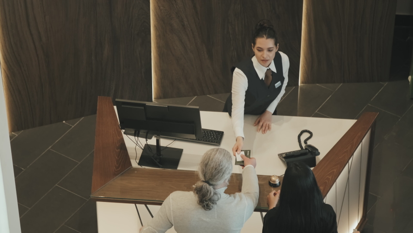 Reception desk top view Stock Video Footage - 4K and HD Video Clips ...
