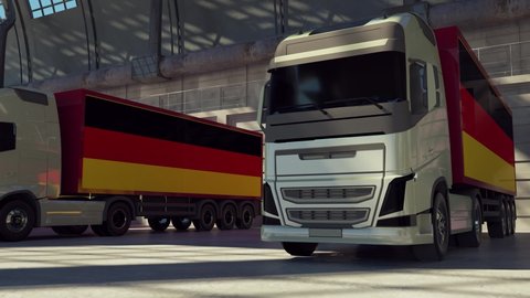 Cargo Trucks Germany Flag Trucks Germany Stock Footage Video (100% ...