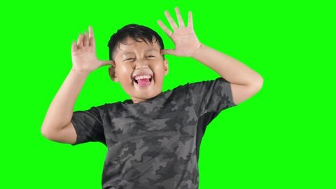Cute Little Boy Showing Mocking Sticking Stock Footage Video (100% ...